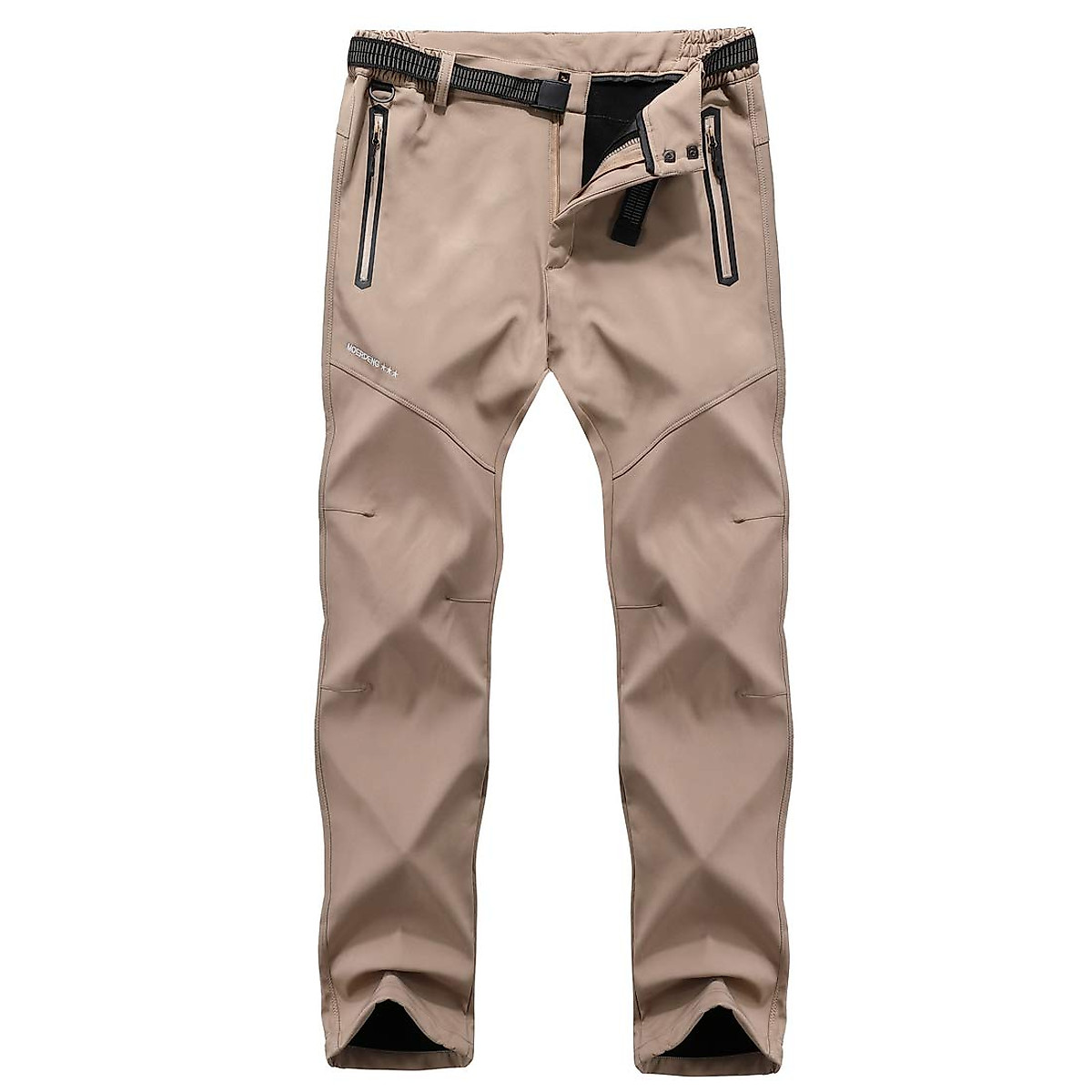 MOERDENG Men's Soft Shell Waterproof Winter Snow Ski Snowboarding Pants Fleece Cargo Hiking Pants