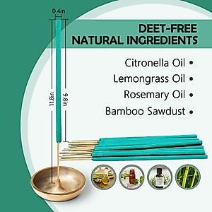 NatShield 24 Pcs Mosquito Repellent Incense Sticks, Citronella Incense Sticks Outdoor, Deet Free Natural Mosquito Killer Mosquito Repellent Outdoor Patio, Camping, Fishing, Yard, Green