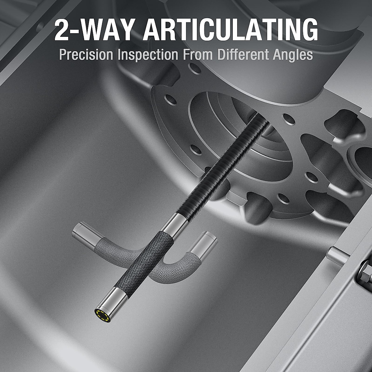 Two-Way Articulating Borescope with Light, Teslong 5-inch IPS Endoscope Inspection Camera with Articulation Head, Automotive Mechanics Fiber Optic Scope-0.33inch