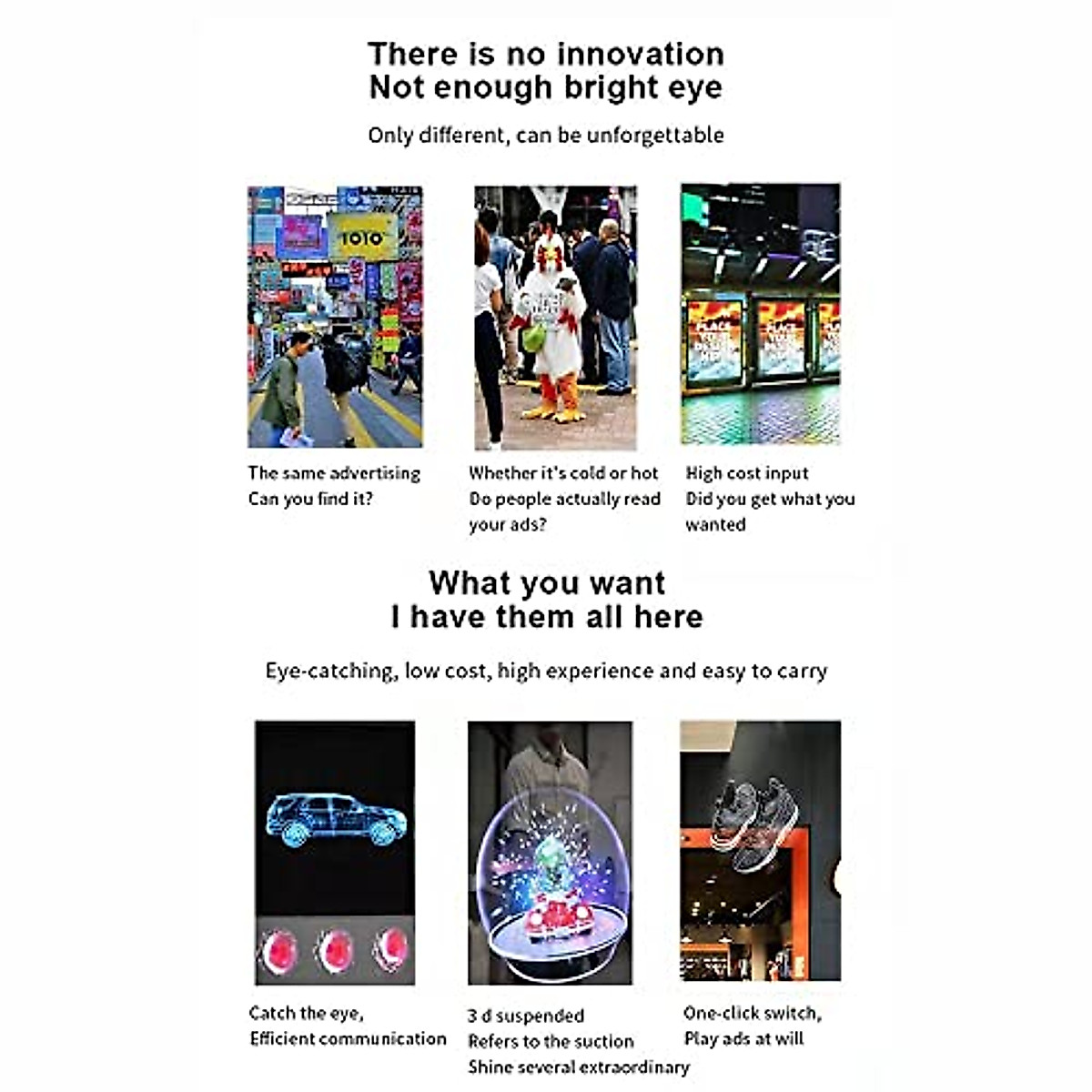 DNIER 3D Holographic Projection Wall Hanging Advertising Machine, 3D Dimensional Suspension Naked Eye Led Fan Screen Machine