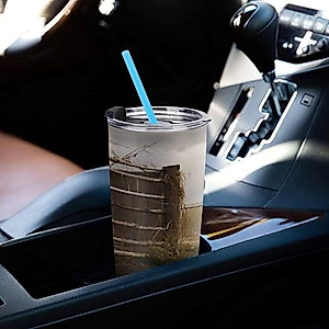 FHENMSA Reusable Plastic Water Cups with Lids,Fence And Horse Print Anti-overflow Cup,sports Travel Coffee Cup