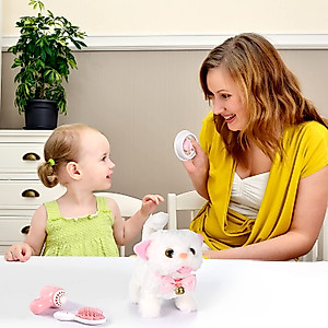 WorWoder Plush Electronic Interactive Cats That Move and Meow Walking Lifelike Interactive Toy Robot Kitten Pet Cute Stuffed Kitten for Girls Kids (White)