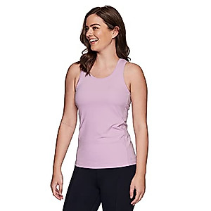 RBX Active Women's Tank Top Body Skimming Athletic Fit Tee for Running, Yoga, Casual Wear Breathable Sleeveless Workout Top Super Soft Ventilated Back Keyhole Airy Tank Knot Light Purple S