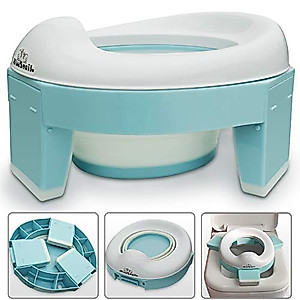 3-in-1 Go Potty for Travel, Portable Folding Compact Toilet Seat,Potty Training Toilet Chairs for Toddler Boys & Girls with storage Bag and Potty Liners by BlueSnail (blue)