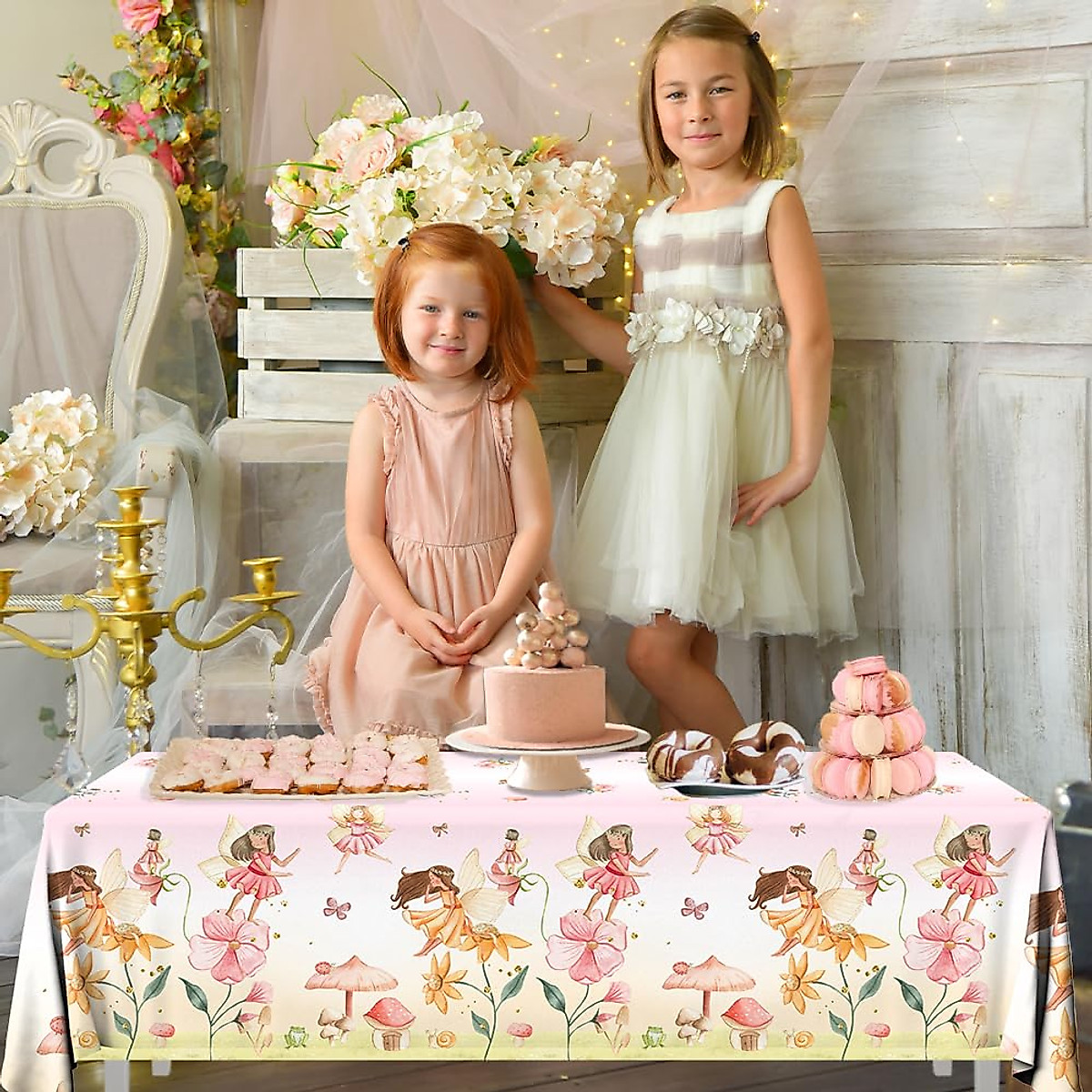 3pcs Fairy Party Tablecloth Decorations Fairy Birthday Party Supplies Table Cover Floral Flower Fairies Enchanted Wonderland Forest Garden Disposable Plastic Table cloth Baby Shower Favors for Girl