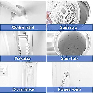 Safstar Compact Twin Tub Washing Machine, 17.6 lbs Semi-Automatic Washer & Spinner Combo w/Built-in Drain Hose, Portable Washing Machine for Apartment, Dorm, RV