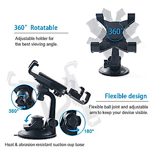 Car Tablet iPad Holder Mount, Suction Cup Tablet Holder Stand for Car Windshield Dash Desk Kitchen Wall Compatible with iPad Mini Air Samsung Galaxy Tab A S Series All 7-10 inches Tablet