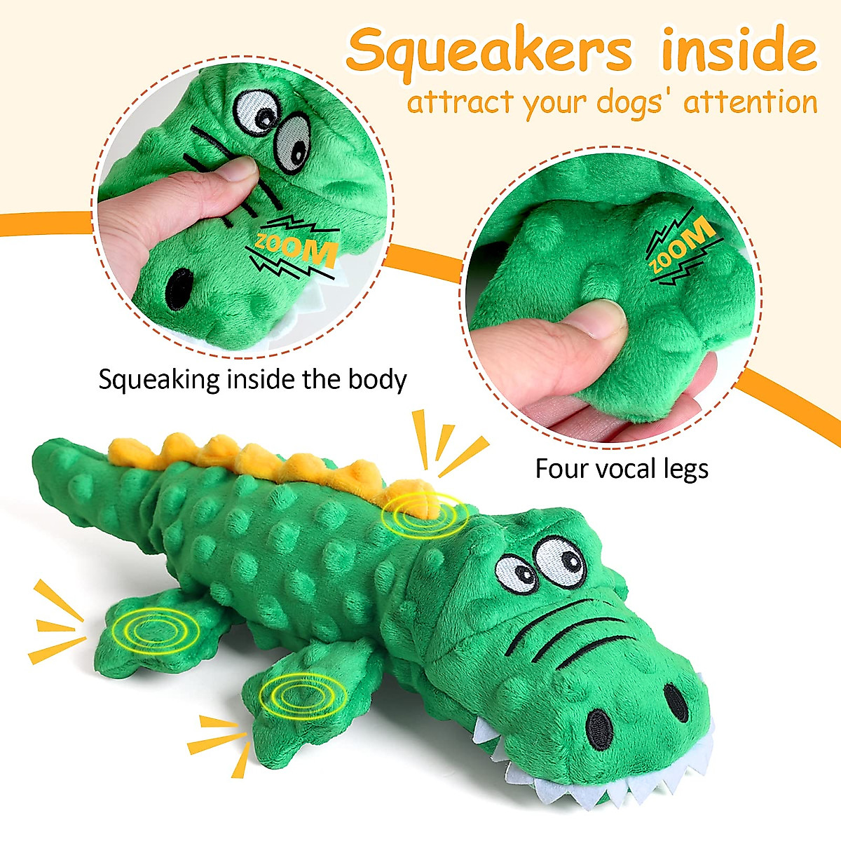 X-XDUN Dog Squeaky Toys Stuffed Crinkle Plush Dog Toys for Puppy Teething, Durable Interactive Dog Chew Toys for Small, Medium and Large Dogs Training and Reduce Boredom