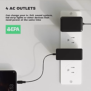 Rolanstar TV Stand, Deformable TV Stand with Power Outlets & LED Strip, Modern Entertainment Center for 45/50/55/60/65/70 inch TVs, 3 Pieces TV Stand with Open Storage and 2 Storage Cabinet, White