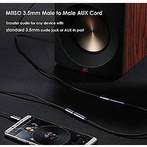 MillSO 3.5mm Audio Cable (6.6 Feet) Male to Male Stereo AUX Cable TRS Headphone Jack Auxiliary Cable for AUX Cord, Car, Home Stereos, Smartphone, Tablet, MP3 Player, Speaker, Headphone - Metal Blue