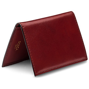 Bosca Men's Leather Card Holder Wallet – Italian Full Grain Vegetable Tanned Credit Card Case – 6 Card Slots, 2 Receipt Wells – Classic Glossy Finish – Gift-Ready Packaging - Dark Brown