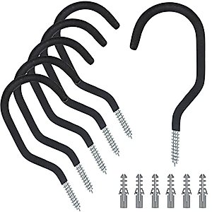 KURUI Bike Hooks for Garage Wall, 6 Pack Heavy Duty Bicycle Hangers for Hanging with PVC Coating, Wall Mount Bicycle Storage for Ceilings, Space Saving Utility Organizer for Basement Warehouse