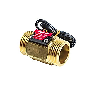GREDIA G1" Male Thread Brass Water Flow Sensor Switch Hall Effect Liquid Flowmeter Fluidmeter Counter BSP 2-50L/Min（58mm in Total Length）