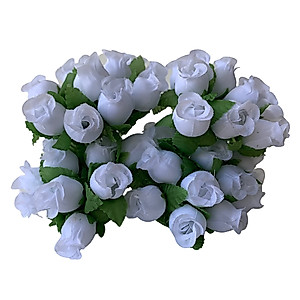 GiftWrap Etc. White Artificial Silk Flower Roses - 12 Mini Bouquets of 12 Rosebuds, 144 Rosebuds Total, Wedding, Reception, Anniversary, Wreath, Bridal Shower