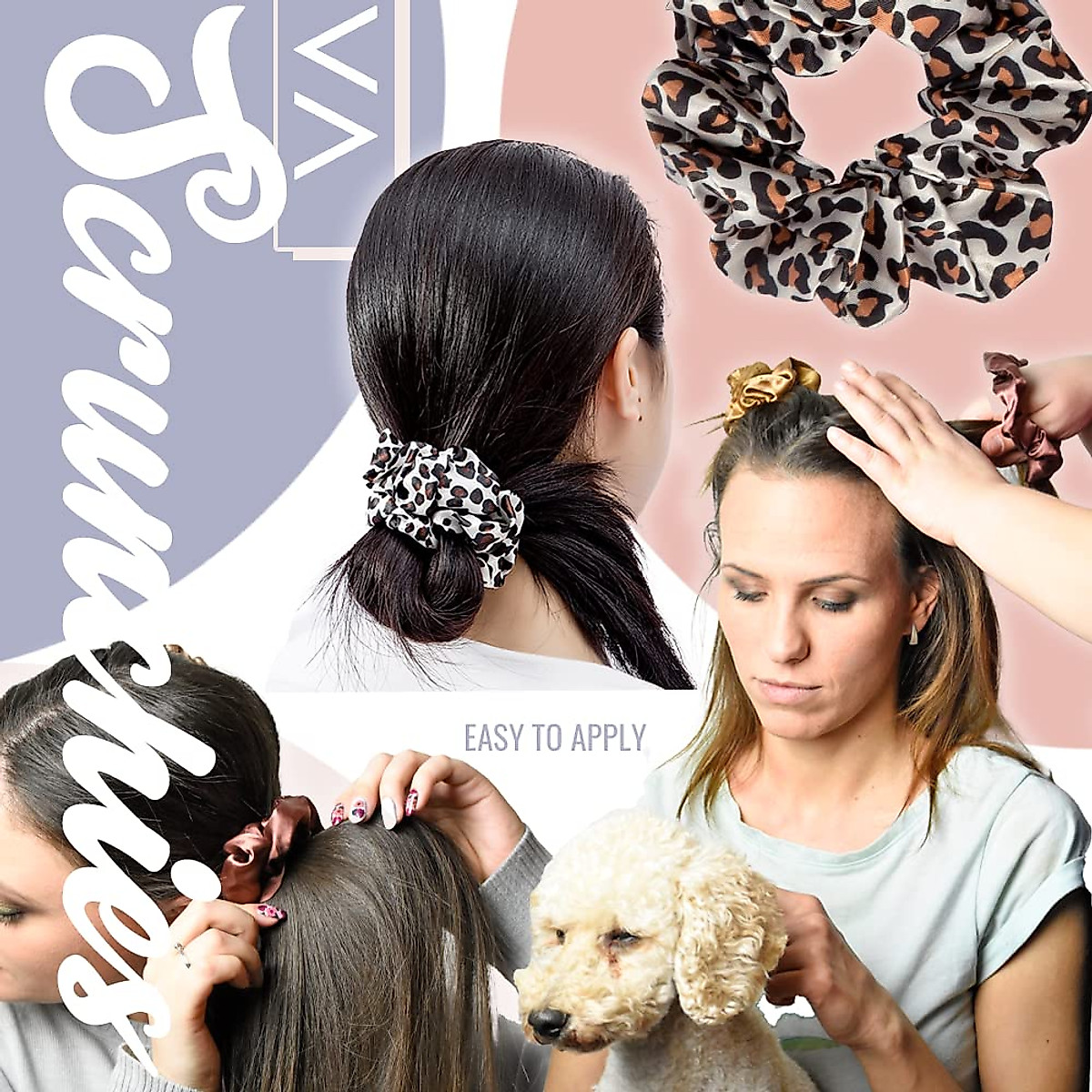 VAGA Cute Scrunchies For Hair 6 Colors Set, Our Hair Scrunchies Hair Elastics Ponytail Holder Pack of scrubchies are Softer Then Hair Ties, A Satin Scrunchie sruchies, Do not Pull Or Snag Thick Hair