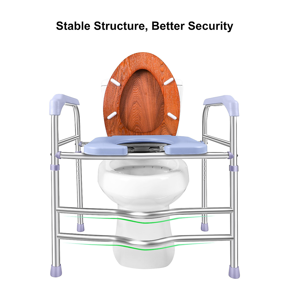 Deewow Raised Toilet Seat with Handles 400lbs, Elevated Toilet Seat Riser Bathroom Stand Alone Toilet Safety Frame for Elderly, Pregnant and Handicap, Adjustable Height, Fit Any Toilet