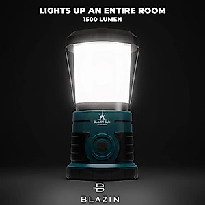 Blazin' Sun 1500 Lumen | Led Lanterns Rechargeable with Power Bank | Hurricane, Emergency, Storm, Power Outage Light | 85 Hour Runtime (Teal)