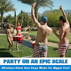 GoPong Giant Yard Pong Drinking Game for Adults – Indoor/Outdoor Lawn, Beach, and Tailgating Beer Pong Party Game – 24 Heavy Duty Giant Cups with 4 Balls