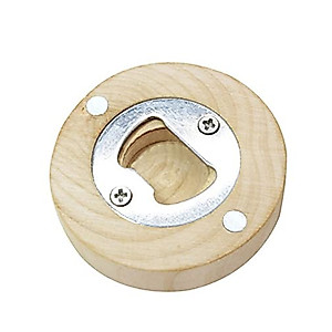 Round Wooden Bottle Openers, Refrigerator Fridge Magnet Beer Opener, with Engraved Patterns, for Home Kitchens, Bars, Parties (2 Pieces ) (Blank)