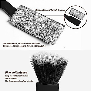 GKmow Pack-1 Car Interior Detailing Brush, Double Head Brush for Car Clean, Soft Multi-Functional Double Ended Portable Dust Brush, Applicable for House, Car Air Vents Crevice, Office (Black)