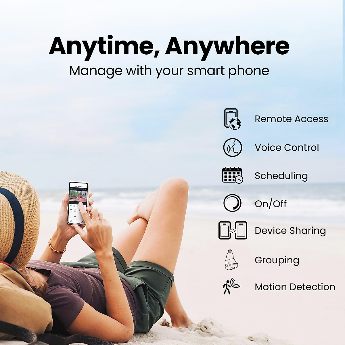 Feit Electric Smart Rotating Light Bulb with Wireless Camera, Motion Sensor, Night Vision, and 2-Way Speaker, 40W Equivalent, E26 Base, 5000K Daylight, 15,000-Hour Lifetime, A450/850/CAMWIFI/LED