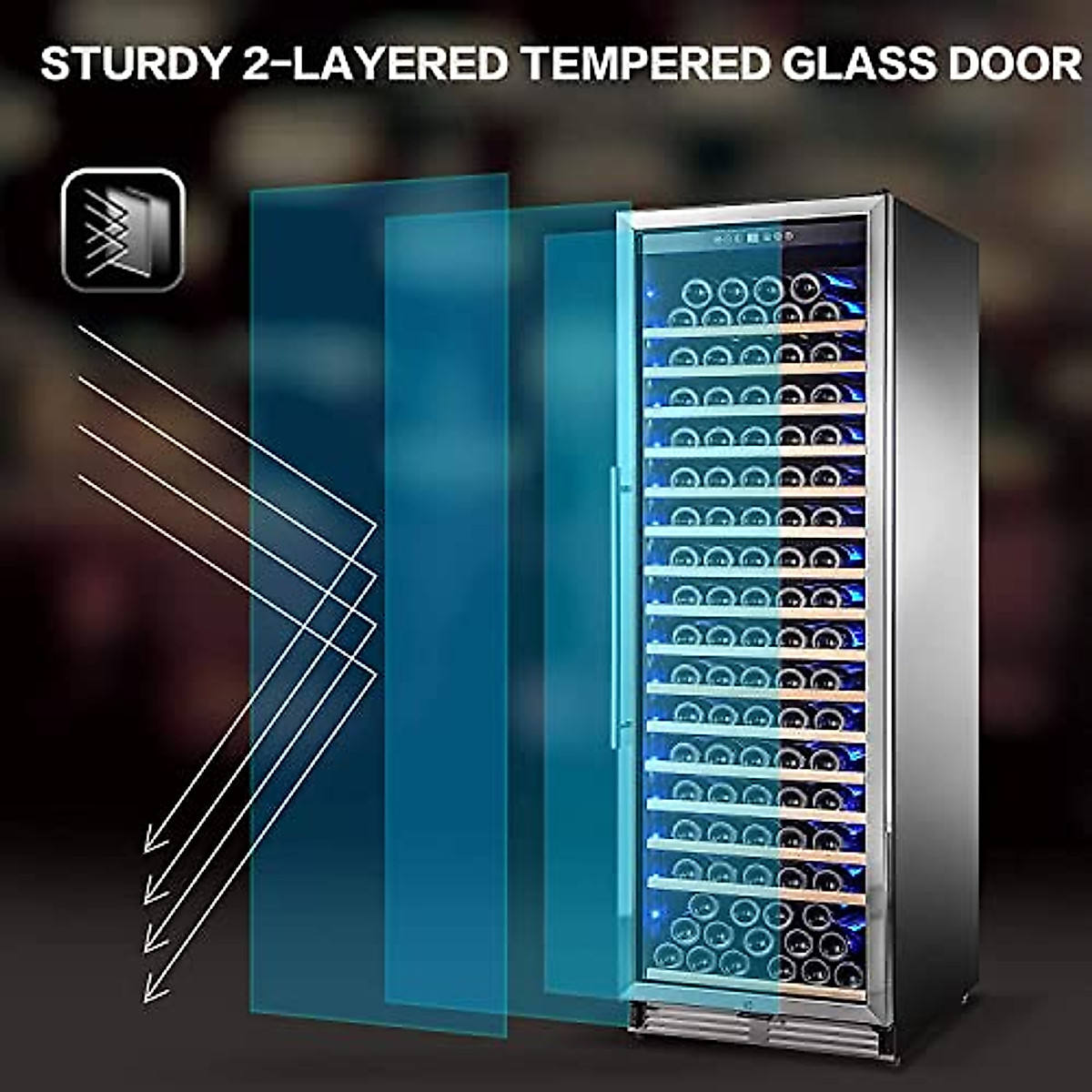 BODEGA 24 Inch Wine Cooler, 176 Bottles Wine Refrigerator with High-Capacity, Built-in & Freestanding Wine Fridge with Advanced Cooling Compressor for Red, Rose and Sparkling Wines,Quiet Operation