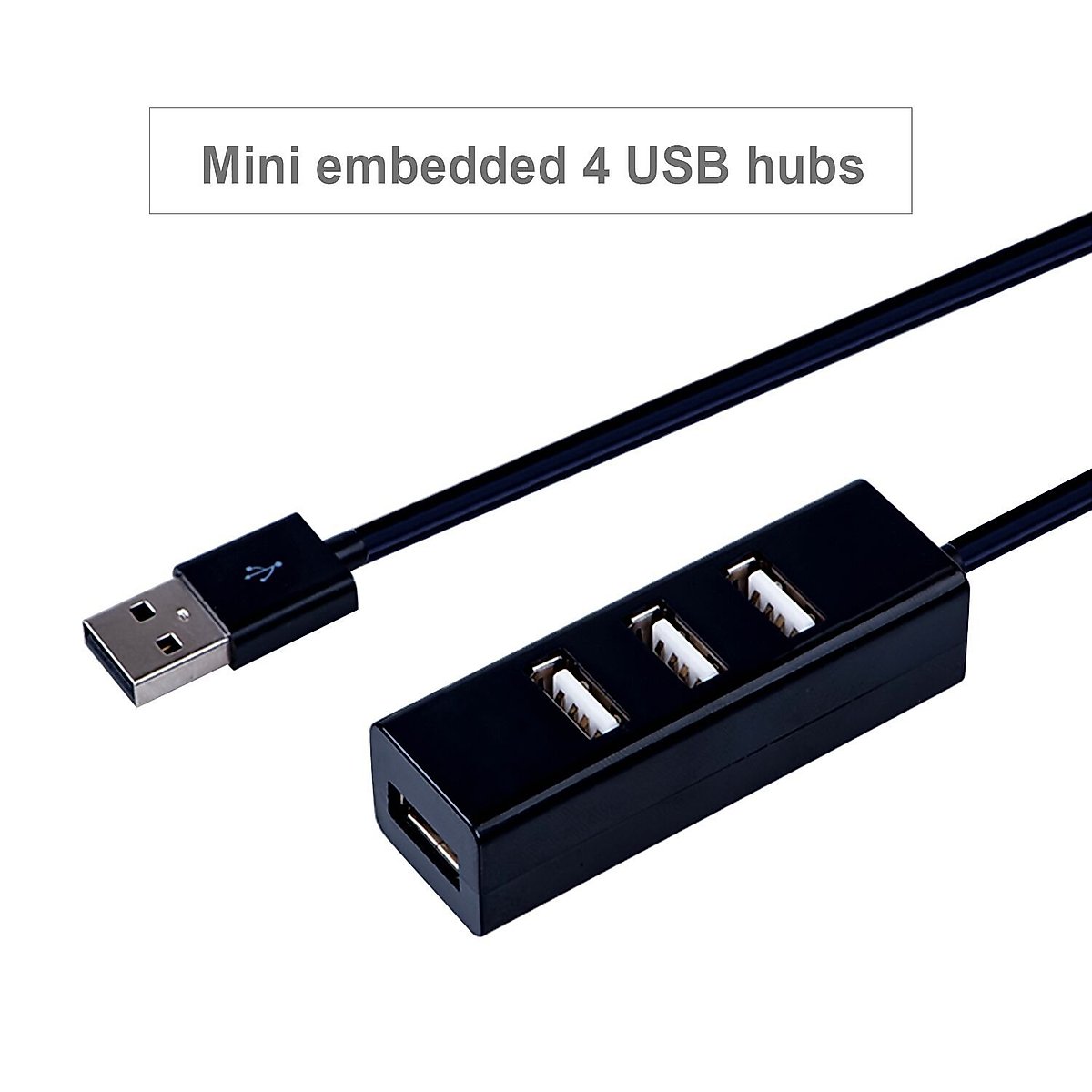 LIYU USB Port Splitter 4 Port Compact Portable High Speed USB 2.0 Data Hub for Windows MacBook Mac Pro Mac Notebook PC and More (Black)