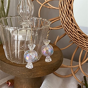 ANDPAI Funny Cute Colorful Sweet Glass Candy Dangle Drop Earrings Creative Chic Personalized Simulation Food Earrings for Women Statement Jewelry Gifts (Colorful)