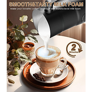 NWOUIIAY 4 in 1 Milk Frother Electric and Steamer 11.8oz/350ml Hot/Cold Foam Maker Intelligent Temperature Control Electric Milk Warmer for Latte/Coffee/Hot Chocolate/Cappuccino