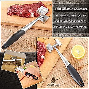 Meat Tenderizer, Dual-Sided Nails Meat Mallet, Meat Hammer Used for Steak, Chicken, Fish，Meat Pounder With Rubber Comfort Grip Handle, 8.8 inches Meat Tenderizer Tool