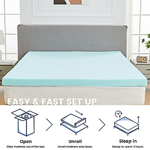 Simple&Opulence 3 Inch Memory Foam Mattress Topper, Cooling Gel Infused Mattress Pad for Back Pain Relief，Ventilated and Breathable, CertiPUR-US Certified - Full Size