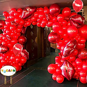 YUEARN Red Balloons, 132PCS Red Balloon Garland Kit, 18/12/10/5IN Different Size Pack, Balloon Arch Kit for Birthday Party/Baby Shower/Wedding Decor (Red, 18/12/10/5-in)