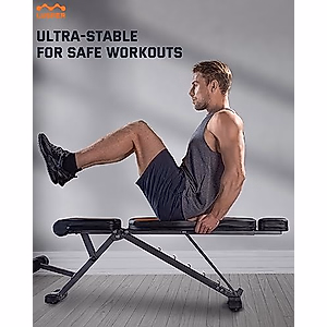 Lusper Adjustable Weight Bench Foldable - 660 Lb Stable Workout Bench, 36 In Extended head and neck protection design, 3 Sec Fast Folding Multi-Purpose for Full Body Workout