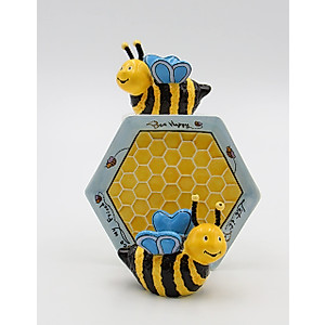 Appletree 2-Inch Ceramic Bee Salt and Pepper with Honeycombed Tray, Yellow