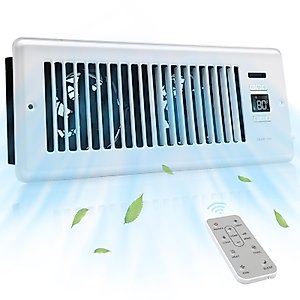 COZZIVITA 4 x12 in Ultra Quiet Register Booster Fan - Air Vent Fan Booster with Smart Thermostat to Fast Heating and Cooling Room, White（Vent Size : 5.71'' x 13.78''）