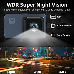 2K Dash Cam WiFi, Front and Rear Dash Camera for Cars Night Vision WDR Dashcam with 3 Inches, 170° Wide Angle, GPS Included, HD Screen Loop Recording, G-Sensor, Parking Monitor, with Free 32GB Card