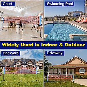 PATIKIL 20Ft Portable Badminton Net, Pickleball Net Set Height Adjustable Tennis Net with Carry Bag for Volleyball Soccer Outdoor Backyard Beach, Black