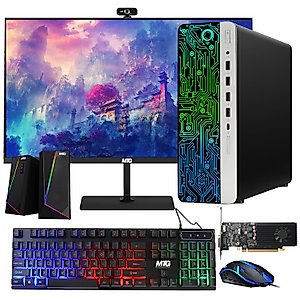 HP G3 Gaming Desktop PC, Core i7 6th Gen, GT 1030 Graphic, 16GB RAM, 1TB SSD | 2TB HDD, New MTG 24 inch Monitor, RGB Keyboard Mouse, Speaker, Webcam, WiFi, Win 10 Pro (Renewed)