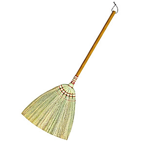 Asian Broom 46 inch - Straw Soft Broom - Long Handle Broomstick for Cleaning, Decoration, Wedding-Natural Whisk Broom for House, Garage, Office,Kitchen - Indoor Grass Broom