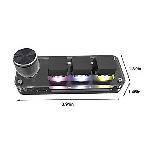 Hagad Small 3 Keys Keypad Mechanical Gaming Keyboard, Custom Knob Keyboard Copy Paste Programming Mini Mechanical Keyboard