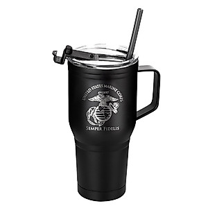 Military Veteran Products 30 oz USMC Coffee Tumbler with Handle- Double Wall Vacuum Insulated Stainless Steel Marine Corps Tumbler Travel Mug – USMC Vet Owned Business
