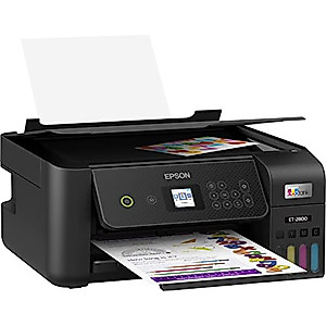 Epson EcoTank ET-2800 All-in-One Wireless Inkjet Color Printer, Print&Copy&Scan, 1200x2400 dpi, 1.44" Color LCD Display, Cartridge-Free, Photo Printing, Wi-Fi, Black, with Lanbertent Printer Cable