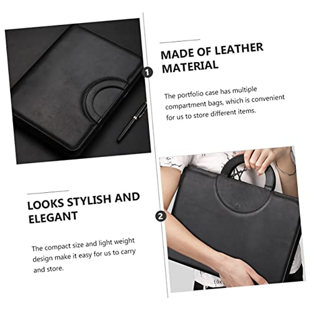 Ciieeo Multifunction Folder Zipper Portfolio Document Storage Pouch Tote Insert Organizer Document Organizer Bags Leather Certificate Bag Zip Binder Canvas Travel Business Book Portable