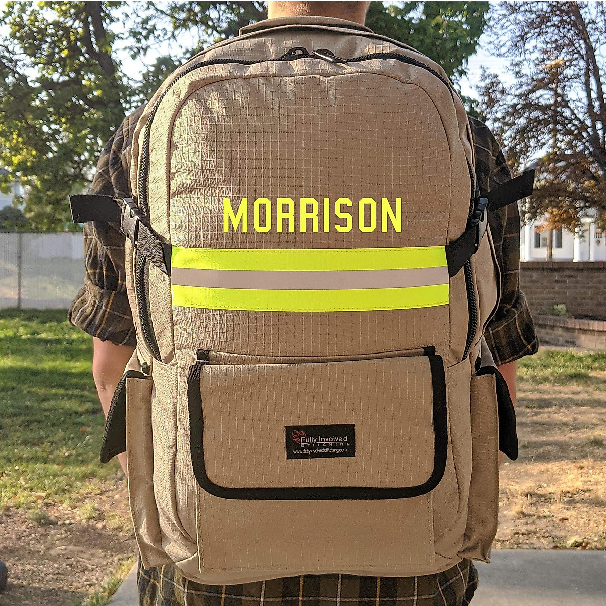 Fully Involved Stitching Firefighter Personalized Backpack