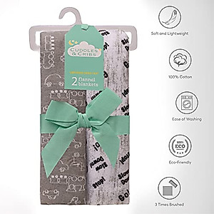 Cuddles & Cribs Cotton Flannel Baby Receiving Blankets - 2 Count (Cars & Slogans, One Size)