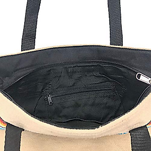 Authentic Serape Tote Bags with Zipper in Vibrant Southwest Colors (Beige)