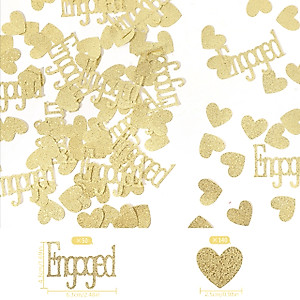 Glitter Gold Engagement Confetti With Hearts - Engaged Confetti,Engagement Party Decorations,Bride To Be Confetti,Bridal Shower Confetti,Engagement Party Table Decor