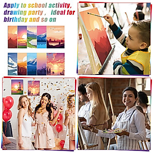 Chuangdi 10 Pcs Pre Drawn Canvas for Painting for Adults Kids 8 x 10 Inch Pre Printed Sip and Paint Party Supplies Afro Queen Stretched Outline Canvas Painting Kit for Beginner Artist DIY (Landscape)