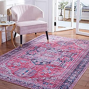 SAFAVIEH Serapi Collection Machine Washable 5'3" x 7'7" Navy/Red SEP389N Boho Chic Living Room Dining Bedroom Area Rug