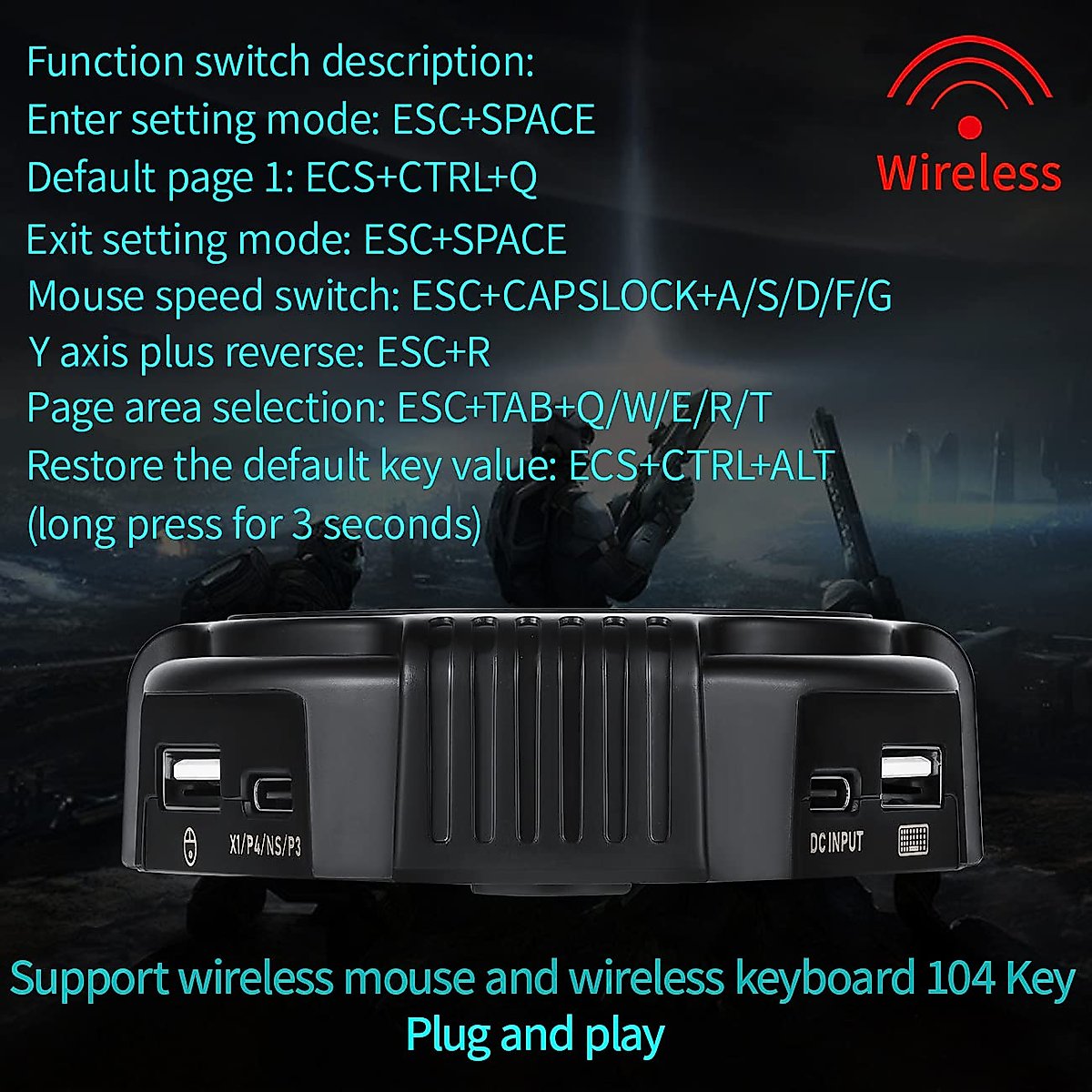 ZJFKSDYX C91MAX Keyboard Mouse Adapter Converter, Controller Adapter Converter for Xbox One, Xbox Series X/S, PlayStation 5, PlayStation 4 and Nintendo Switch【Support 3.5MM Headset】